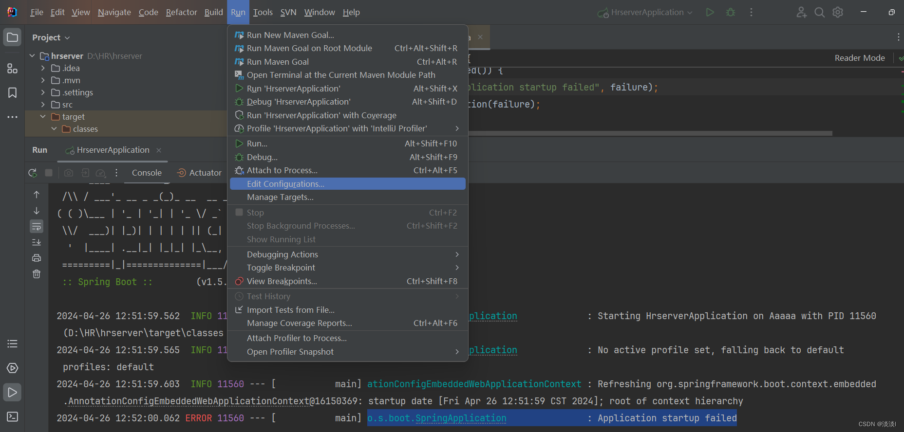 o.s.boot.SpringApplication : Application startup failed_o.s.boot.springapplication : application ...