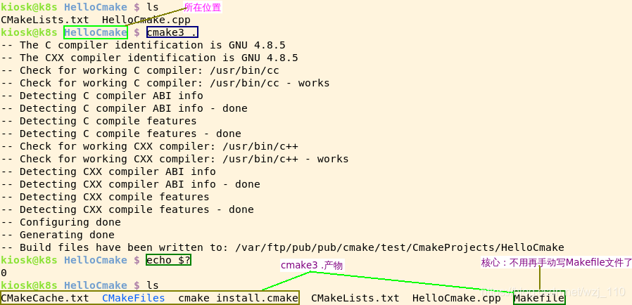 cmake(二)构建Hello World简单工程_根据提示,在右侧编辑器完成 makefile,完成 helloworld 项目的构建。为了方便评测,-CSDN博客