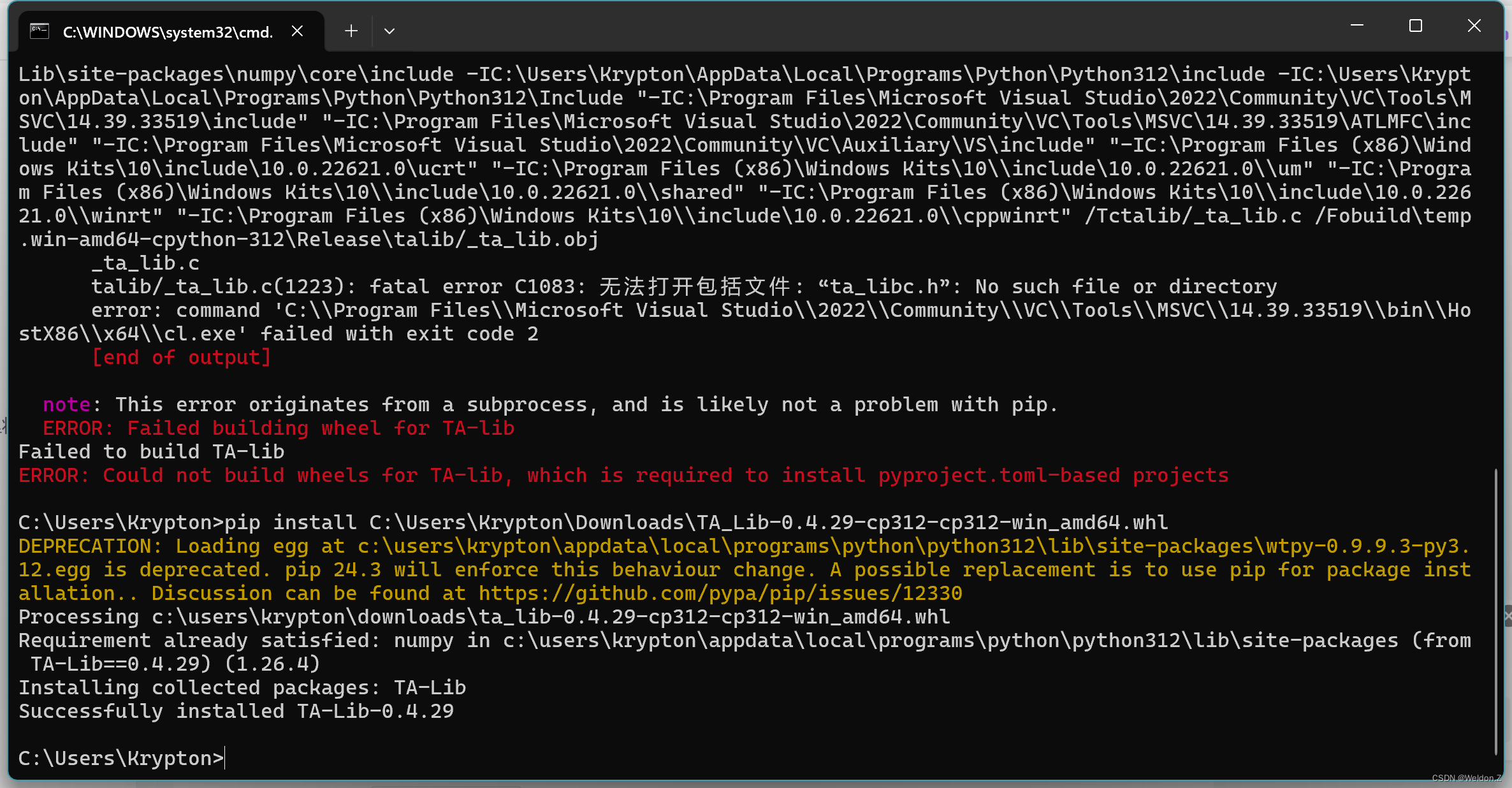 talib库安装报错的解决方法（手动安装whl文件）_talib whl-CSDN博客
