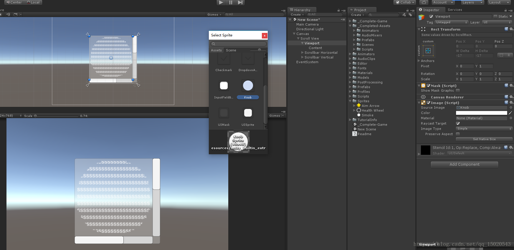Unity基础篇：利用Scroll View快速创建可以上下左右拉动的文本框。_unity scroll view输入文字-CSDN博客