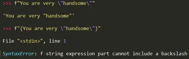 在python如今的版本中,你居然不会f Strings字符串格式化方法? 反斜杠可以用来进行字符转义 但不能用在{}的表达式中 Csdn博客