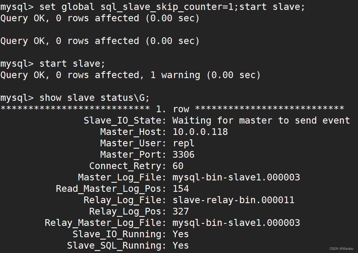 MySQL数据库之Slave_I0_Running: No和Slave_SQL_Running: No的问题_slavesqlrunning和 slaveiorunning 都为no-CSDN博客