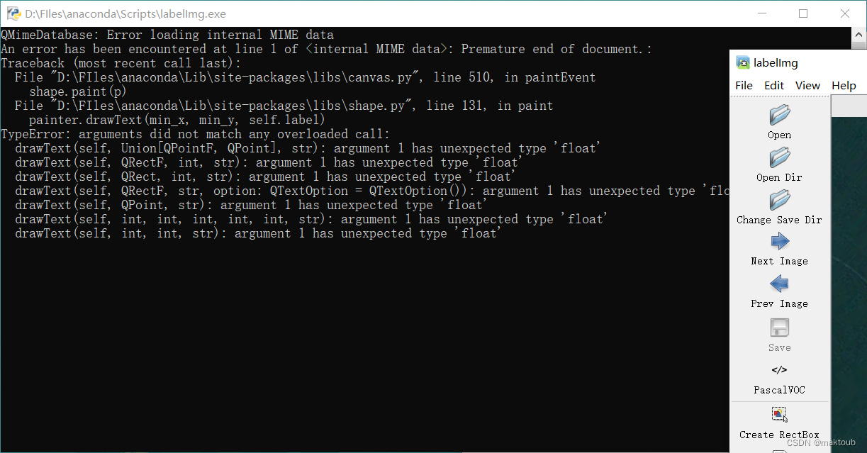 Labelimg闪退、报错drawtextself， Intintstr Argument 1 Has Unexpected Type ‘float‘运行labelimg时框选会闪 