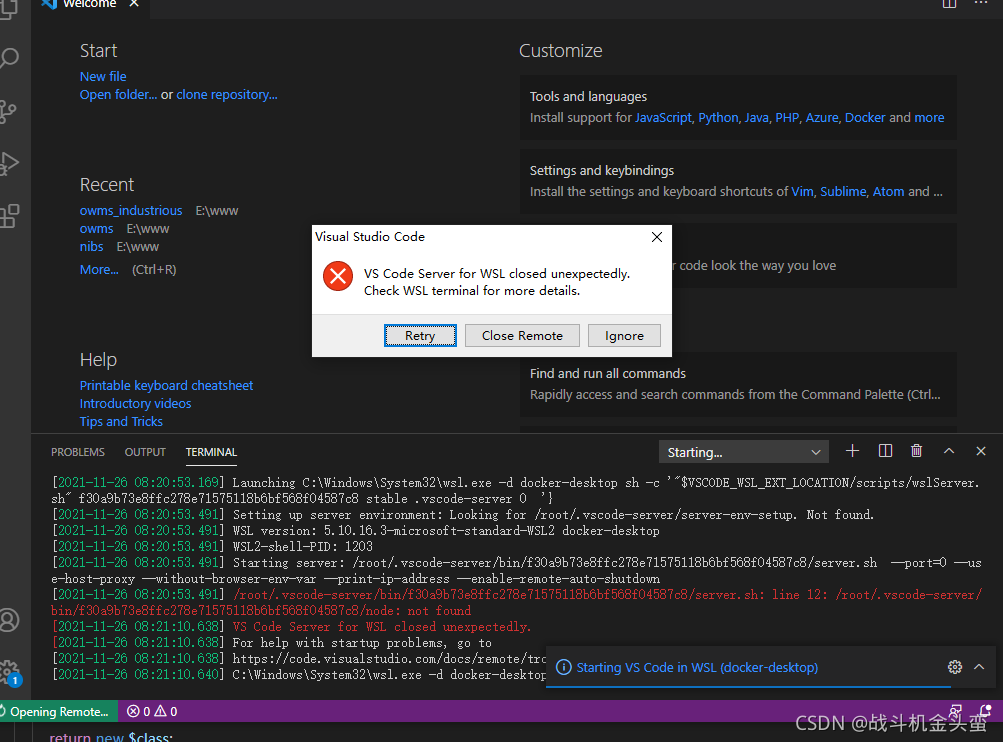 VSCODE+WSL 本地开发环境集合_vscode未找到wsl发行版-CSDN博客
