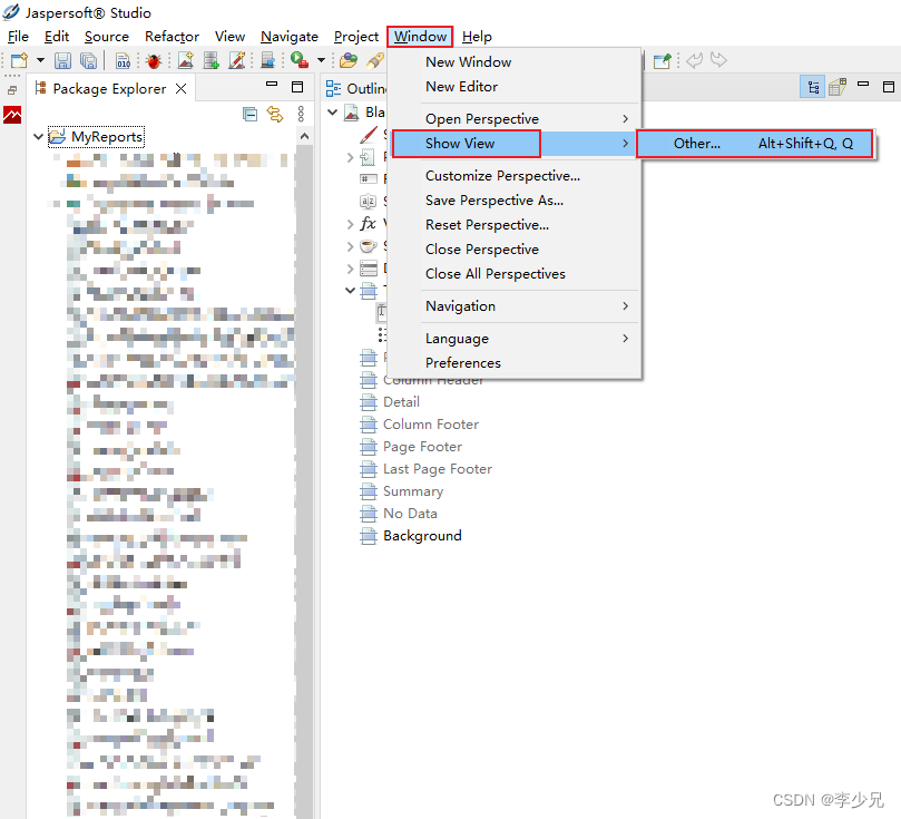 解决Jaspersoft Studio视图不显示的问题_jaspersoft studio outline-CSDN博客
