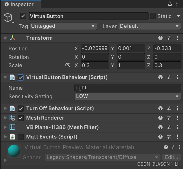 Unity+vuforia虚拟按键连接MQTT（EMQX）实现AR+IOT（Unity C#代码实现）（二）（虚拟按键的按键监听+发布MQTT信息）_vuforia ar 工业iot-CSDN博客