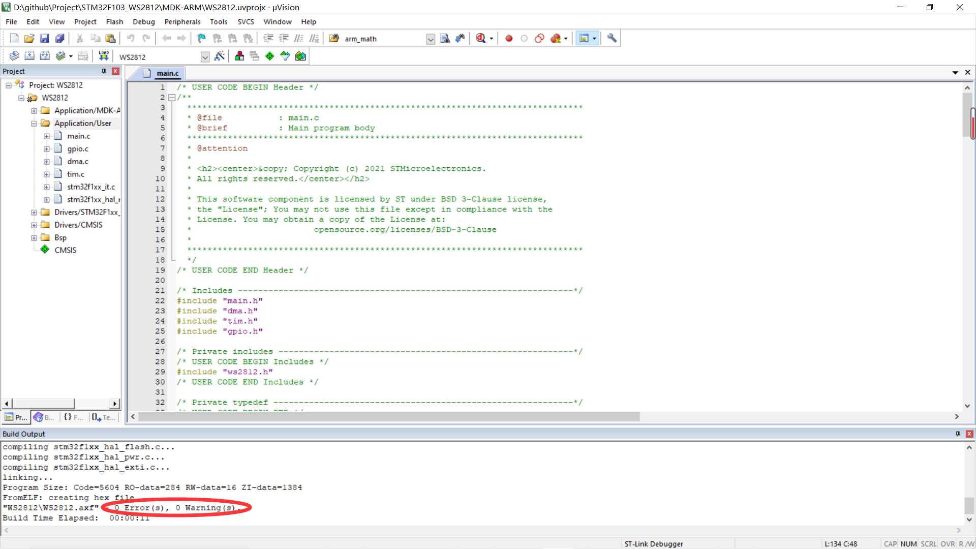 如何使用STM32F103C8T6驱动WS2812(PWM+DMA)_stm32驱动ws2812-CSDN博客