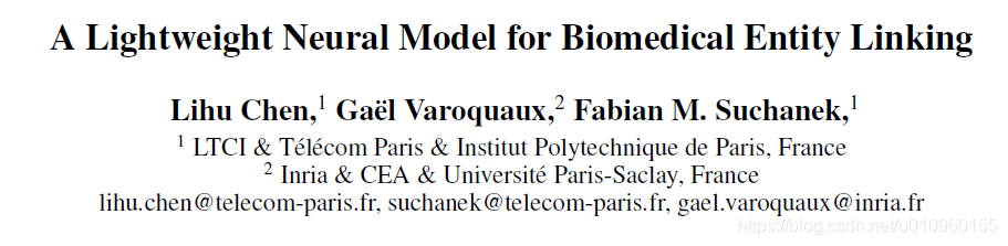 医疗实体链接（标准化）论文解读 （附代码） A Lightweight Neural Model for Biomedical Entity Linking-CSDN博客