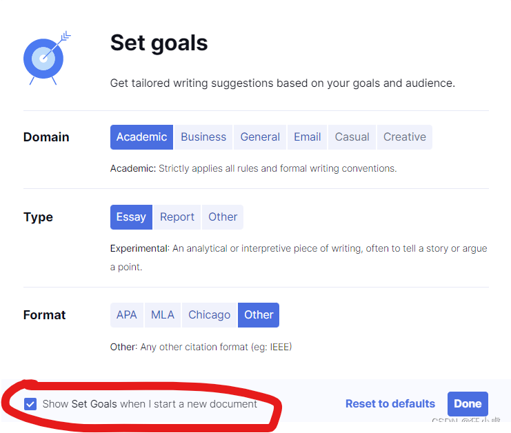 Grammarly的set goals不显示了？_grammly goal设置-CSDN博客