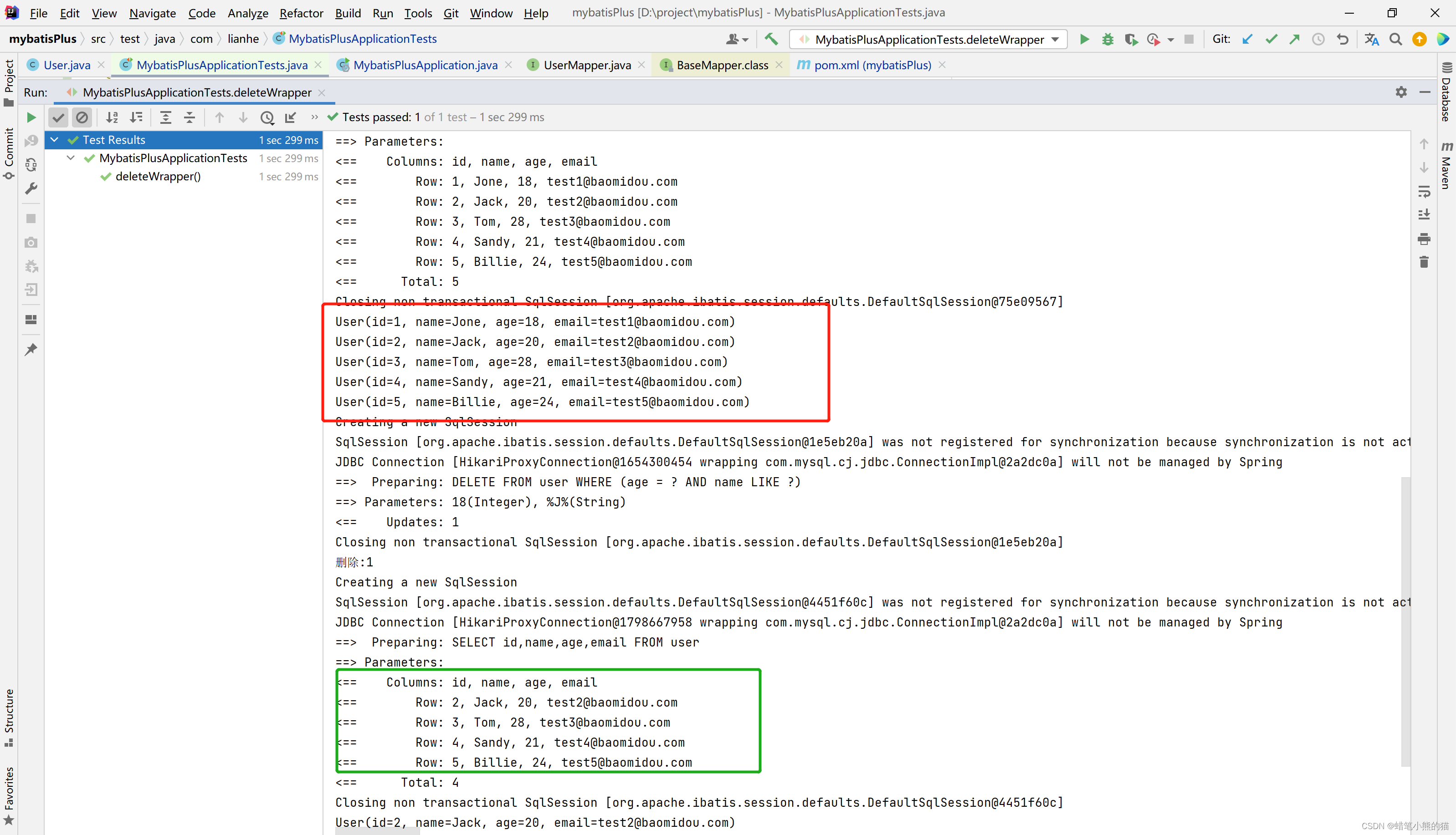 MybatisPlus对于BaseMapper方法的讲解_int deletebyid(serializable id);-CSDN博客