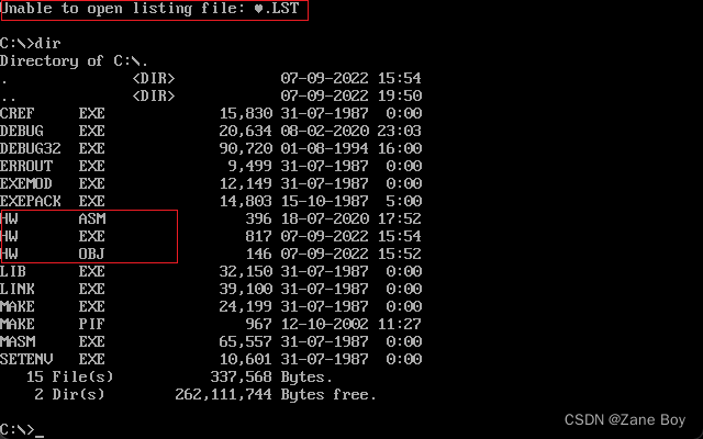 【实验报告】 微处理器原理与应用 CPUHomework1.1 【Masm for Windows DOSBox 虚拟DOS环境 调试 ...