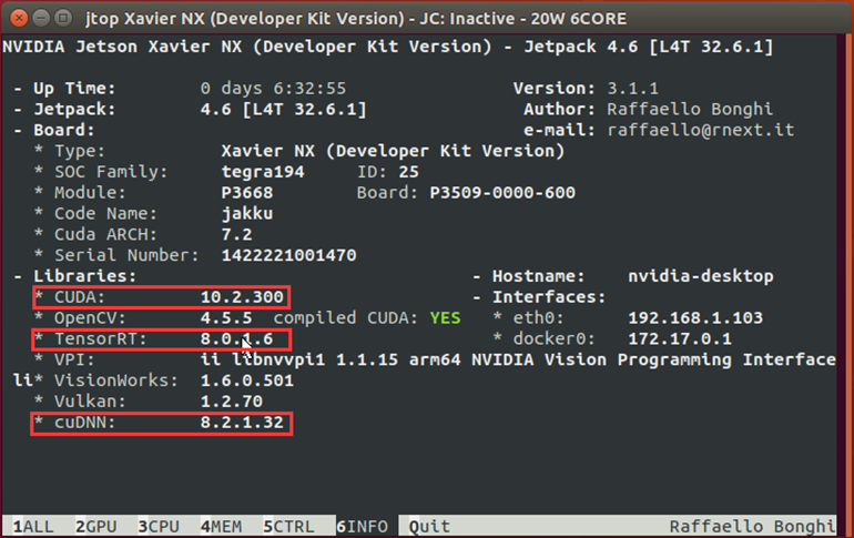 Jetson Xavier NX 上查看CUDA、Cudnn、Tensorrt、Opencv的版本及配置信息_jtop里面能看到cuda和cudnn的版本-CSDN博客