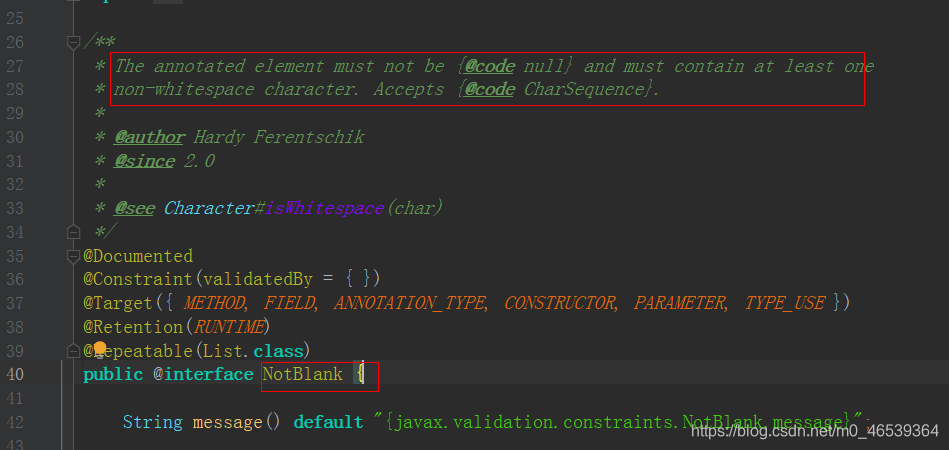 JSR303数据校验 和@NotEmpty、@NotNull、@NotBlank的源码注释、区别、_jsr303 notempty notnull区别-CSDN博客