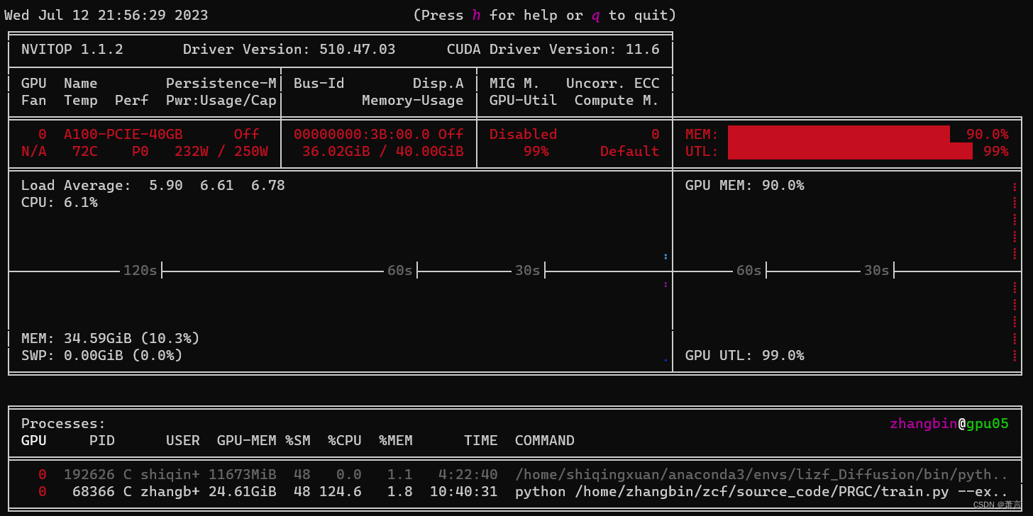 服务器（Linux）部署深度学习（A100与PyCharm）-使用说明_nvitop安装-CSDN博客