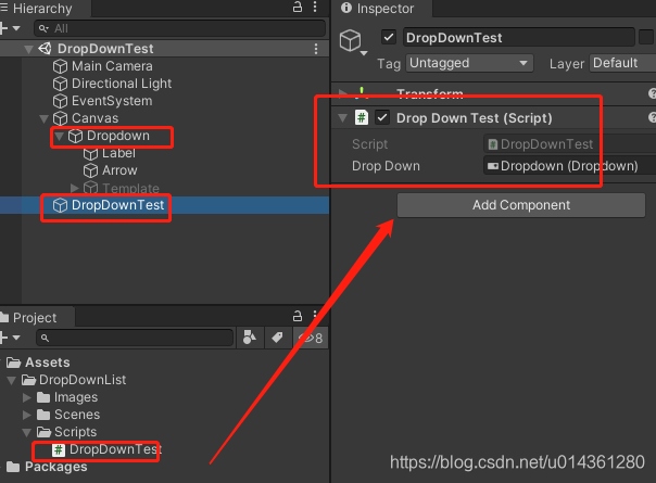 Unity UGUI 基础 之 DropDown（下拉列表框） 的简单使用（简单改变样式/动态下来列表的数据添加删除/列表事件监听等）_unity dropdown-CSDN博客
