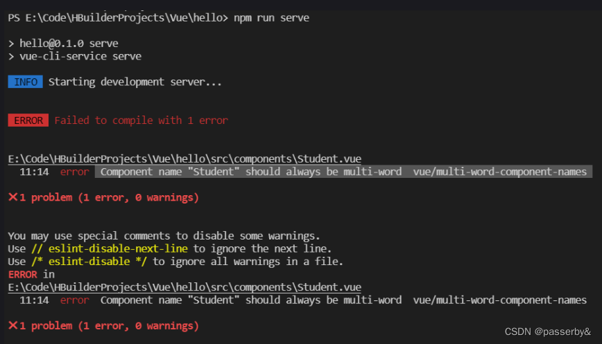 Vue脚手架常见报错解决方法一，Mixed spaces and tabs no-mixed-spaces-and-tabs，二，组件名不符合Vue命名规范-CSDN博客