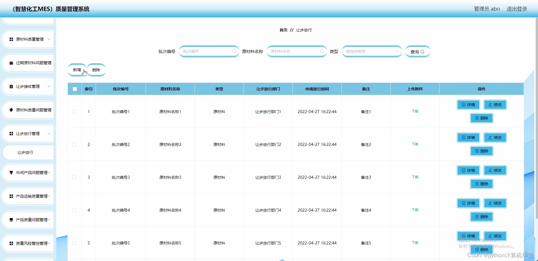 Springbootjavaphpnodepython（智慧化工mes）质量管理系统【计算机毕设】php Mes管理系统 Csdn博客