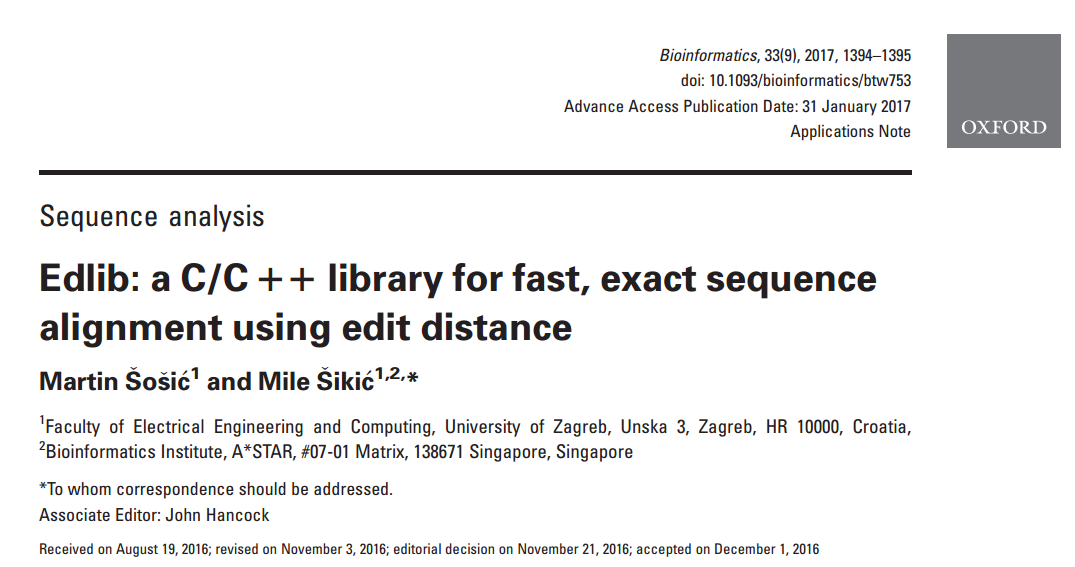 Edlib：方便快速的长序列比对软件包_#include "edlib.h-CSDN博客