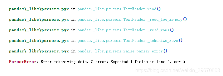 解决pandas读取csv文件遇到ParserError问题_pandas.errors.parsererror: too many columns specif-CSDN博客