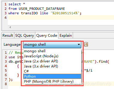 【MongoDB】Studio 3T使用技巧--JavaScript, Java, Python, C# and PHP代码自生成 ...