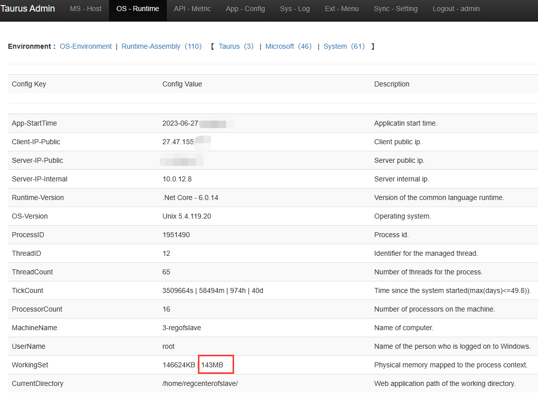 Taurus .Net Core 微服务开源框架：Admin 插件【2】 - 系统环境信息管理 - 【OS、Assembly】_taurus.mvc-CSDN博客