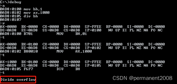 DOSBOX出现除法溢出现象时，和WINDOWS 2000 Server行为不一致_dosbox除法溢出不提示-CSDN博客