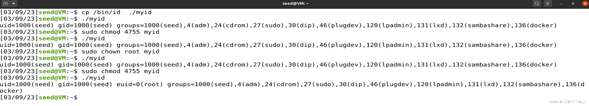 Set-UID特权程序原理级攻击方法_setuid-CSDN博客