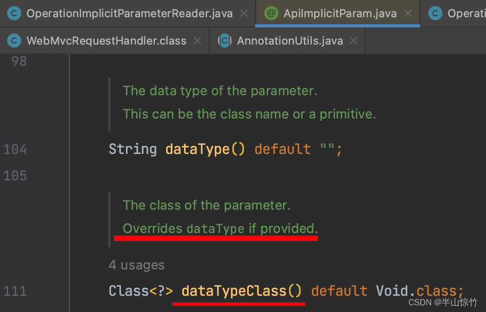 Unable to interpret the implicit parameter configuration with dataType: String, dataTypeClass ...