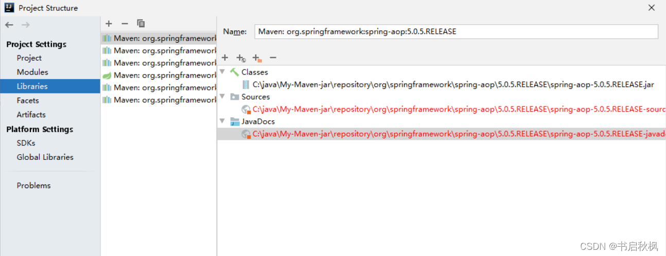 IDEA中的project Setting中的Libraries，Sources和JavaDocs报红如何解决？_project settings libraries-CSDN博客