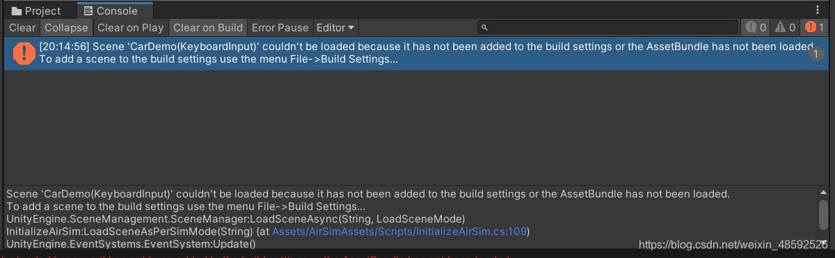 Scene…… couldn‘t be loaded because it has not been added to the build settings or the ...
