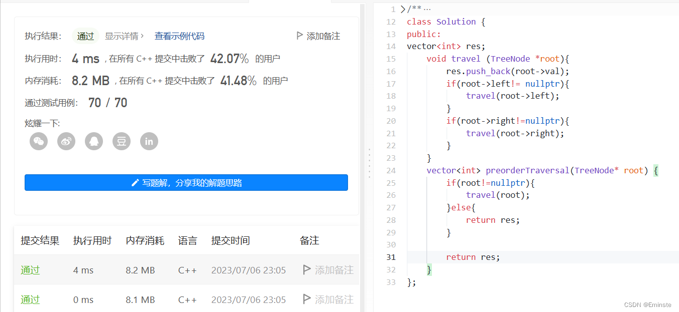Leetcode144binary Tree Preorder Traversal<中序遍历> Csdn博客