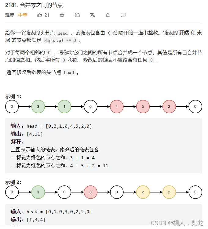 Leetcode链表(合并0之间的节点)leecode中链表节点0之间的数相加 Csdn博客