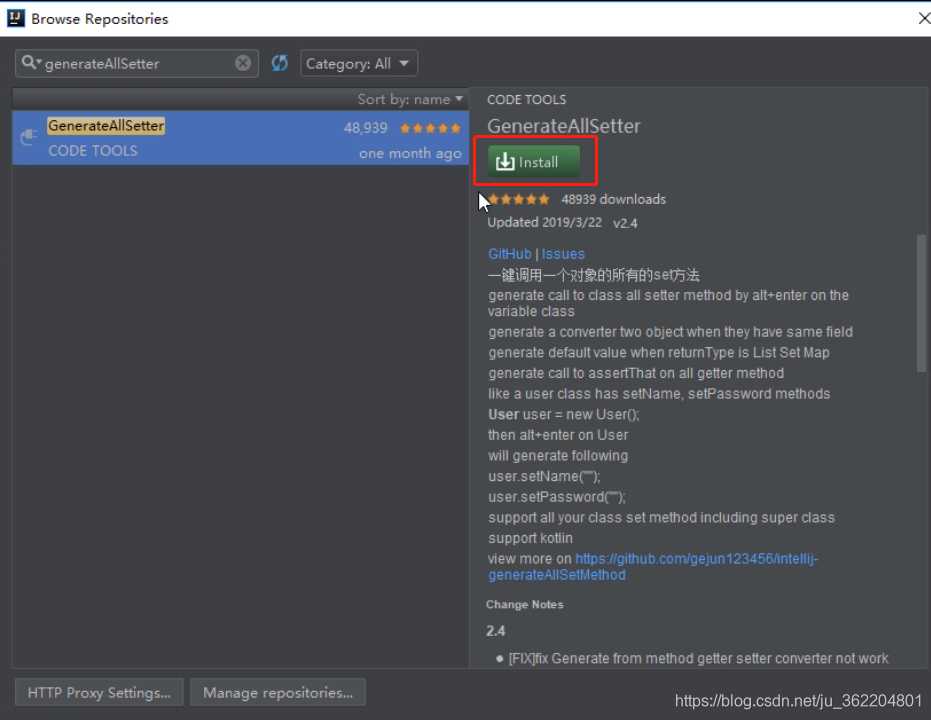 IDEA便捷开发之生成对象所有set方法插件---GenerateAllSetter_idea 输出类的所有set-CSDN博客