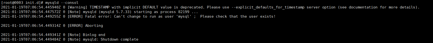 systemctl服务部署错误：code=exited, status=217/USER_mysqld.service: control process exited, code=exite ...