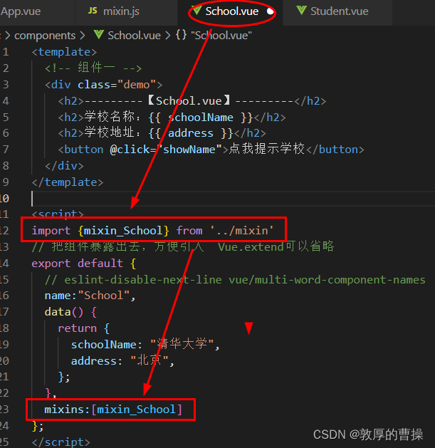 【Vue】Vue组件中事件和方法的混合（mixin）应用(图文+代码示例)_vue mixin 流程图-CSDN博客