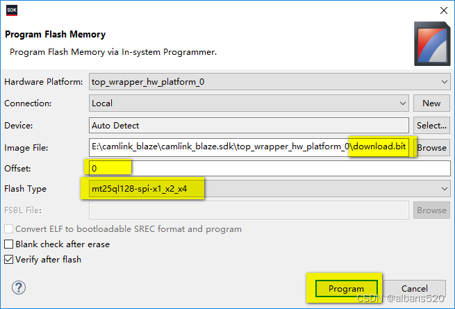 MicroBlaze在纯FPGA下 Xilinx SDK固化程序到外部SPI FLASH_sdk固化程序到flash里-CSDN博客