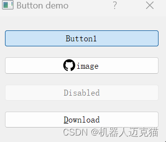 PyQt基础_004_ 按钮类控件QPushButton以及自定义按钮控件_pyqt pushbutton-CSDN博客