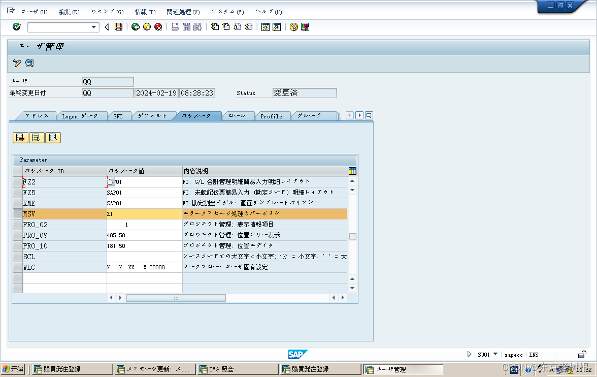 SAP MM学习笔记45 - Customize1 - Message，User Parameter EVO、EFB_efb user ...