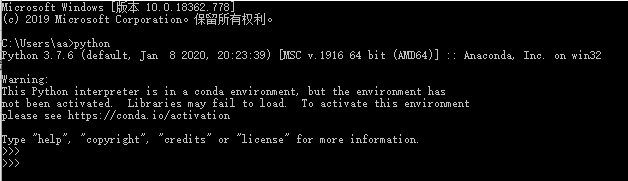 安装完Anaconda之后输入python有warning警告该怎么解决_anaconda warning-CSDN博客