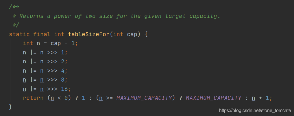 hashMap之 tableSizeFor(int cap)_n >>> 16-CSDN博客
