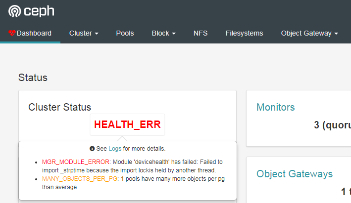 Ceph mgr devicehealth模块加载报错_module 'devicehealth' has failed: unknown operatio-CSDN博客