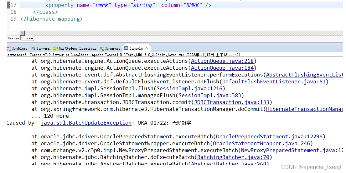 Caused by: java.sql.BatchUpdateException: ORA-01722_java.sql.batchupdateexception: ora-01722: 无效 ...