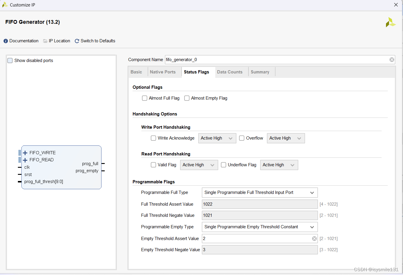 FIFO Generate IP核使用——FIFO写操作详解及Status Flags页配置_fifo valid-CSDN博客
