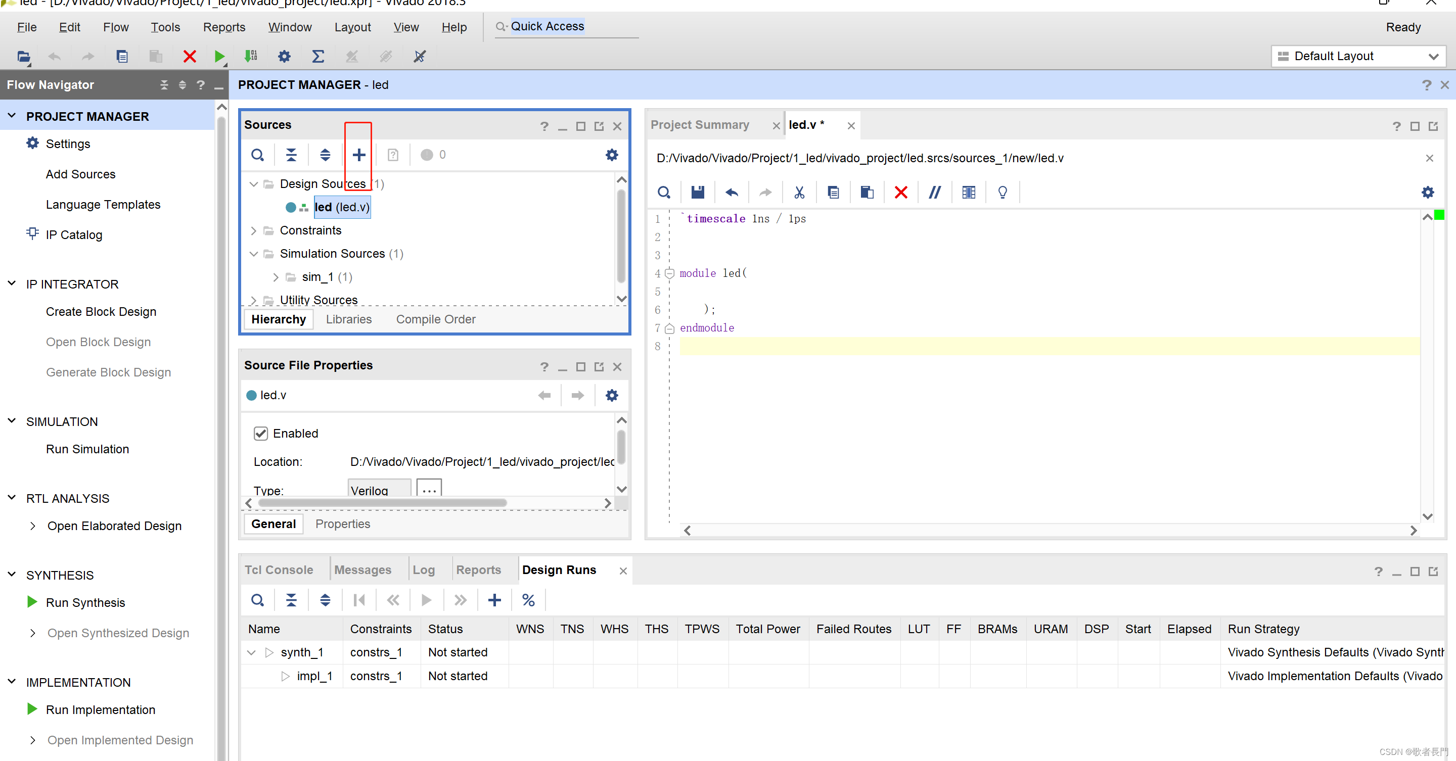 Fpga学习笔记——b站野火fpga教程 第五讲 点亮led Csdn博客