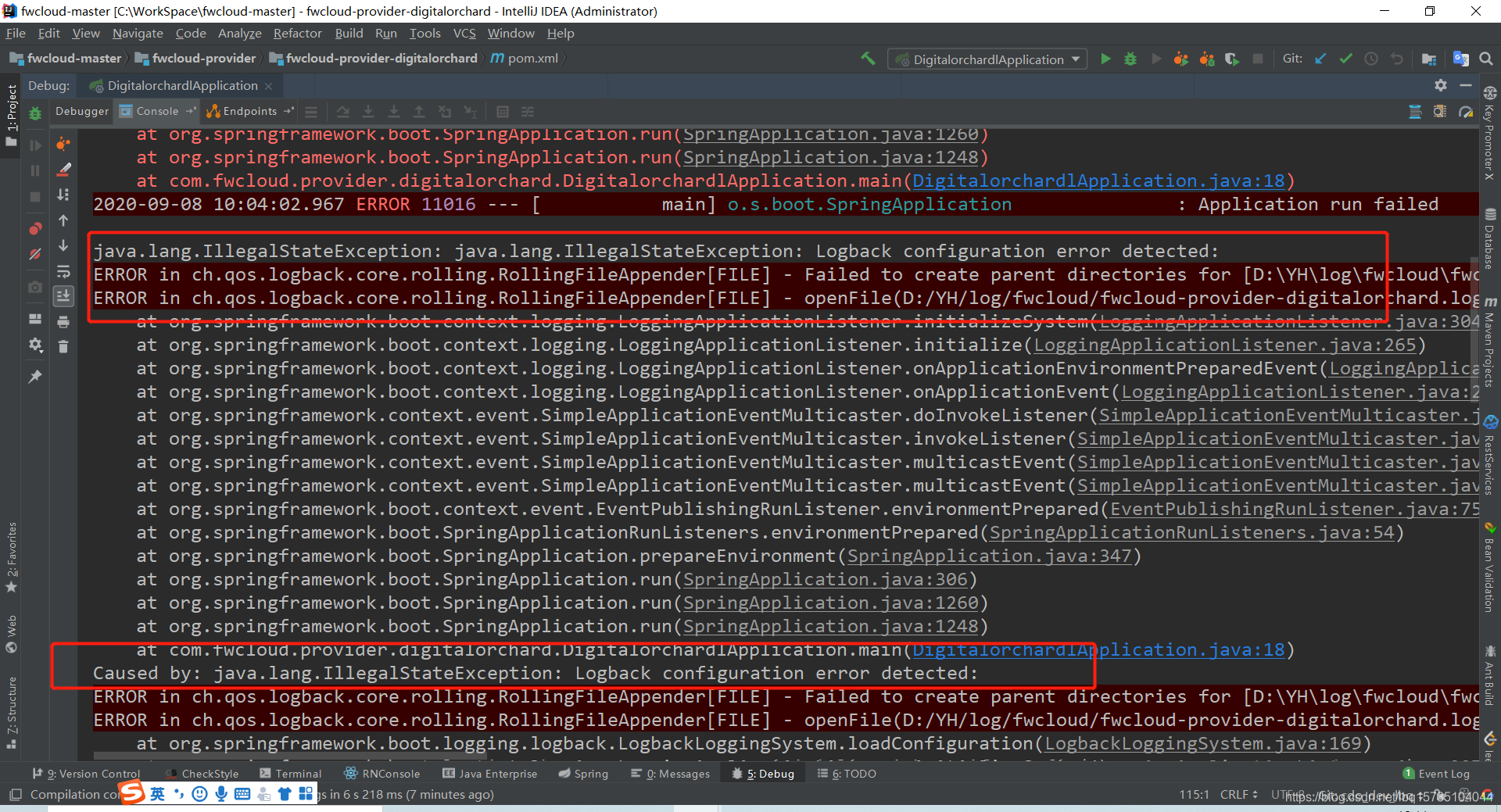 springboot项目log4j2启动报错 Logback configuration error detected_log4j2 logback configuration error ...