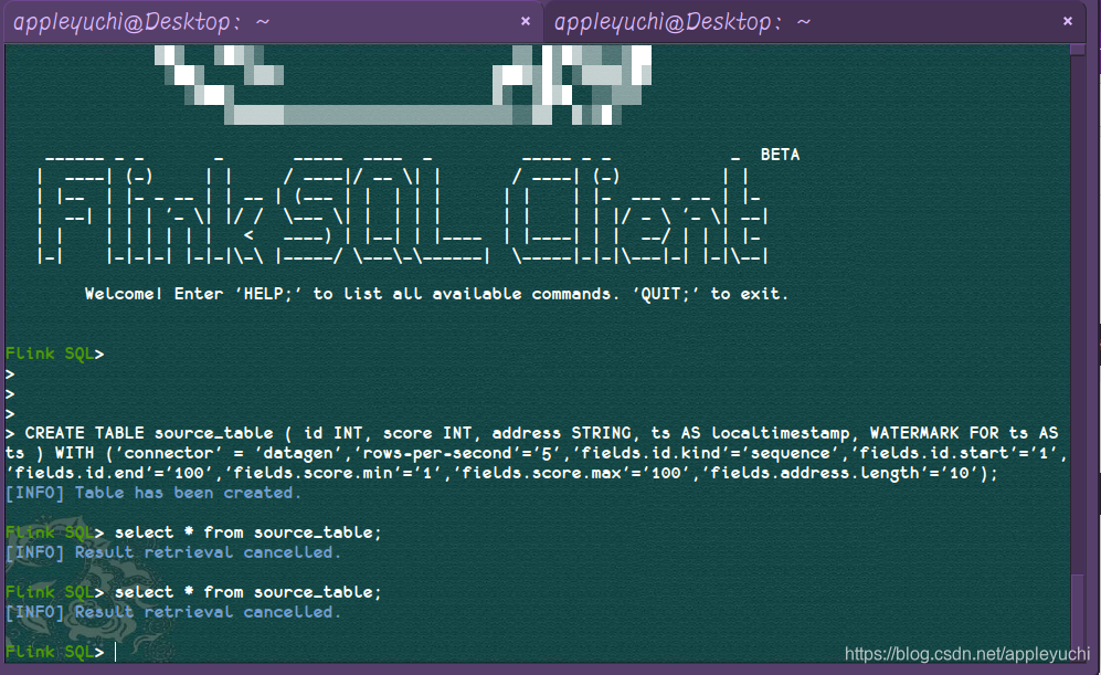 Flink SQL Client的datagen的用法(转载+自己验证)_flinksql datagen-CSDN博客