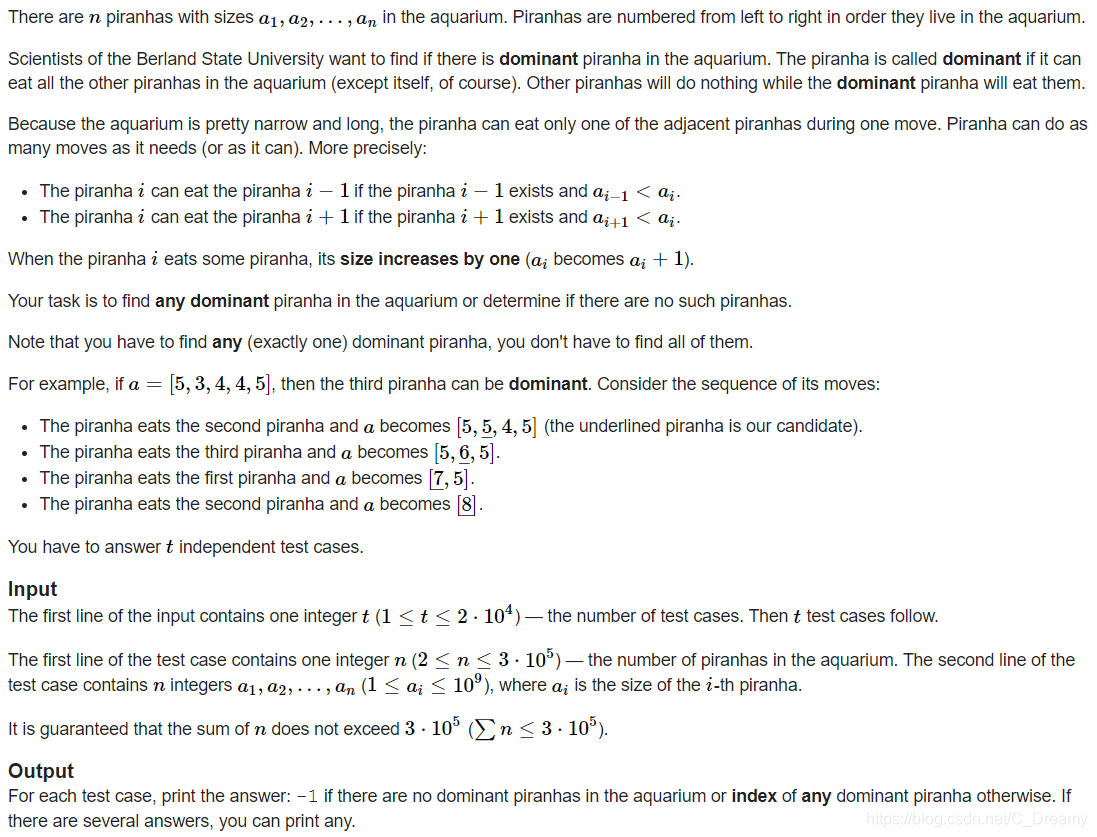 Codeforces Round #677 (Div. 3) C. Dominant Piranha-CSDN博客