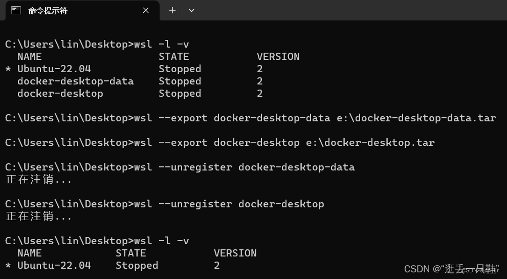 Docker Desktop 和 WSL2 位置迁移_docker安装wsl如何切换到其他盘-CSDN博客