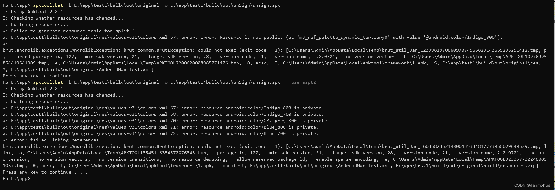 Apktool 找不到android资源问题_apktool failed linking references-CSDN博客
