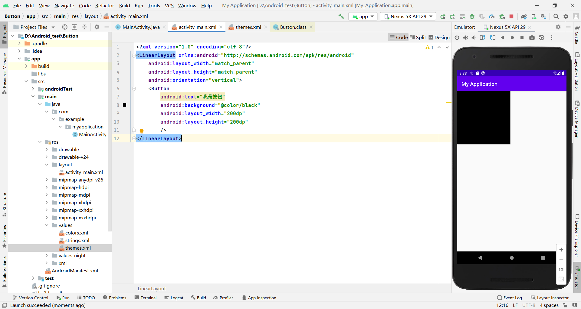 Android studio笔记:工程介绍和控件（Button）_androidstudio中package com.example.button-CSDN博客